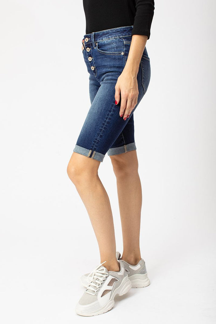 KanCan Karly High Rise Cuff Bermuda Shorts